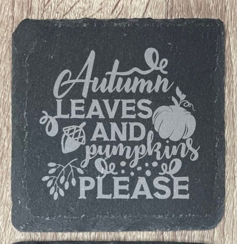 Fall Slate Coasters, Set of 4 Square, Hello Fall, Wedding Gifts, Drink ...