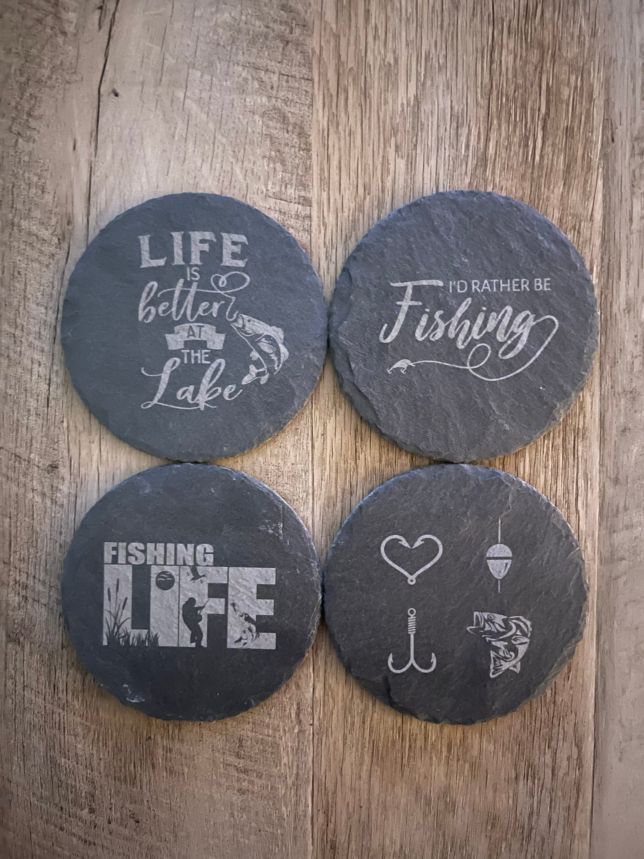 Fishing Slate Coasters Set of 4 Wedding Gifts Drink - Etsy