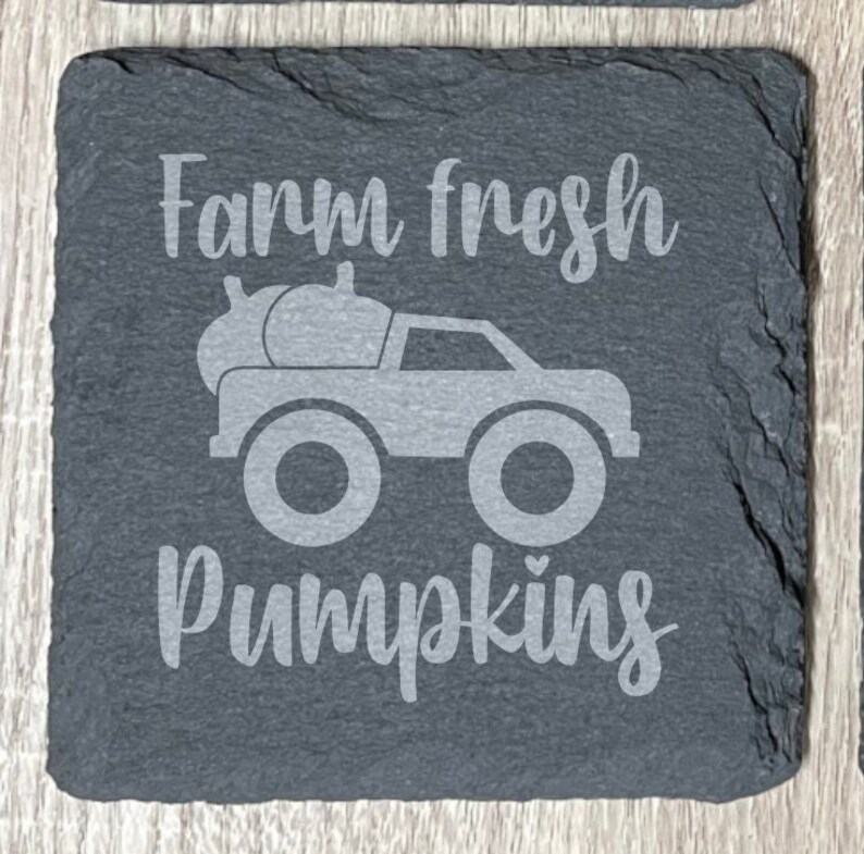 Fall Slate Coasters Set of 4 Square Farm Fresh Pumpkins - Etsy