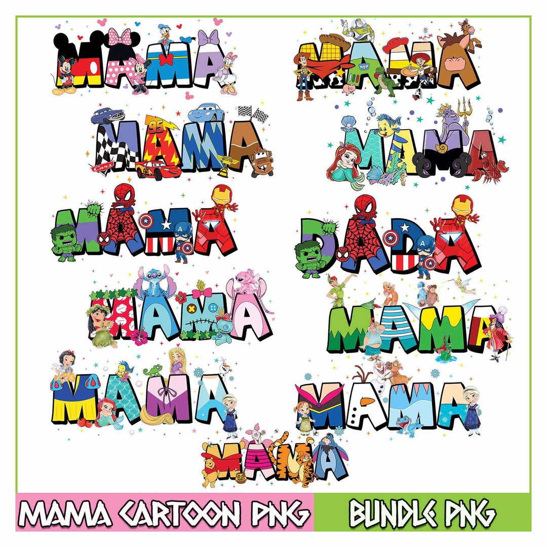 Cartoon Mama Floral Png Bundle, Movie Mama Png, Cartoon Mama Png, Mama ...