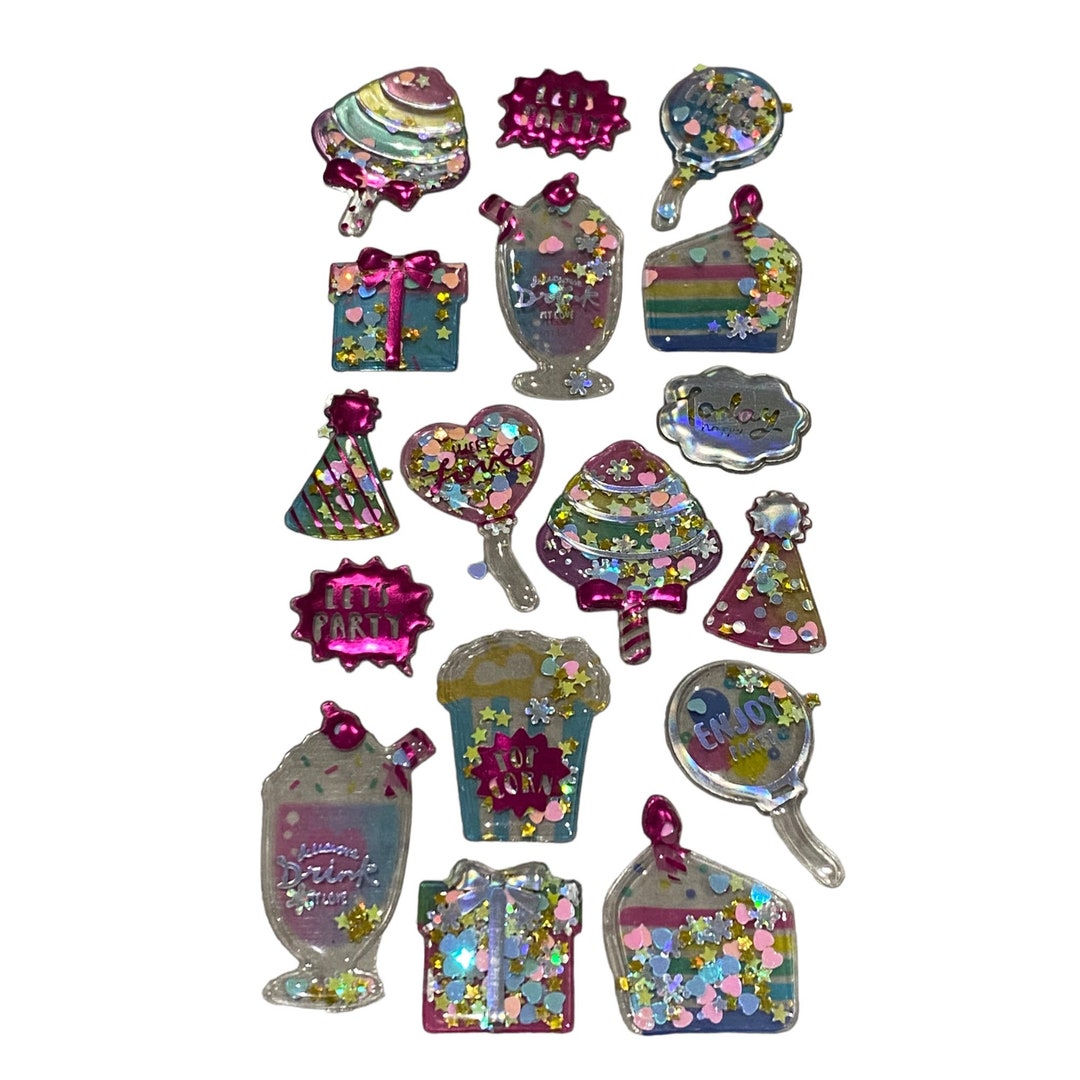 Sequin Stickers Holographic BIRTHDAY PARTY Stickers Girls Birthday ...