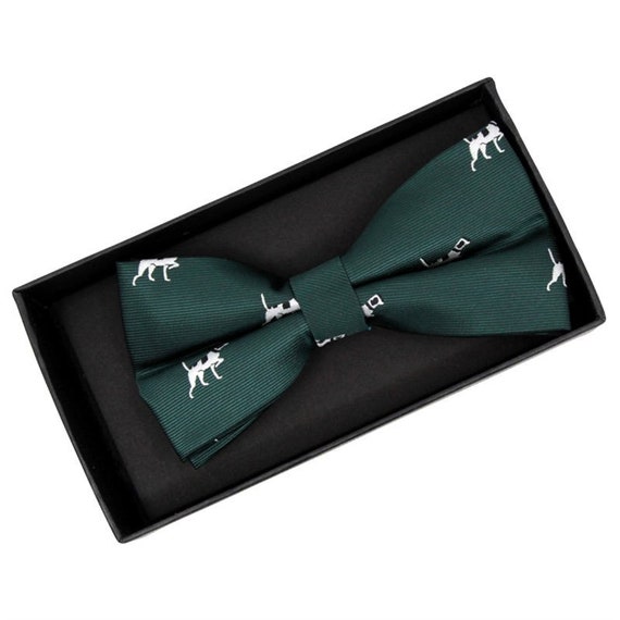 Black Green Bow Tie Dog Themed for Men Pre Tied Dicky Bow - Etsy