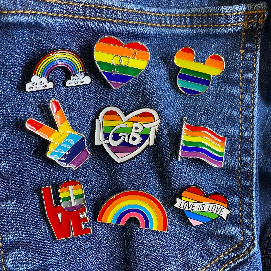 LGBT Pins Rainbow Pride Flag Peace Heart Love is Love Enamel Pin Badge ...