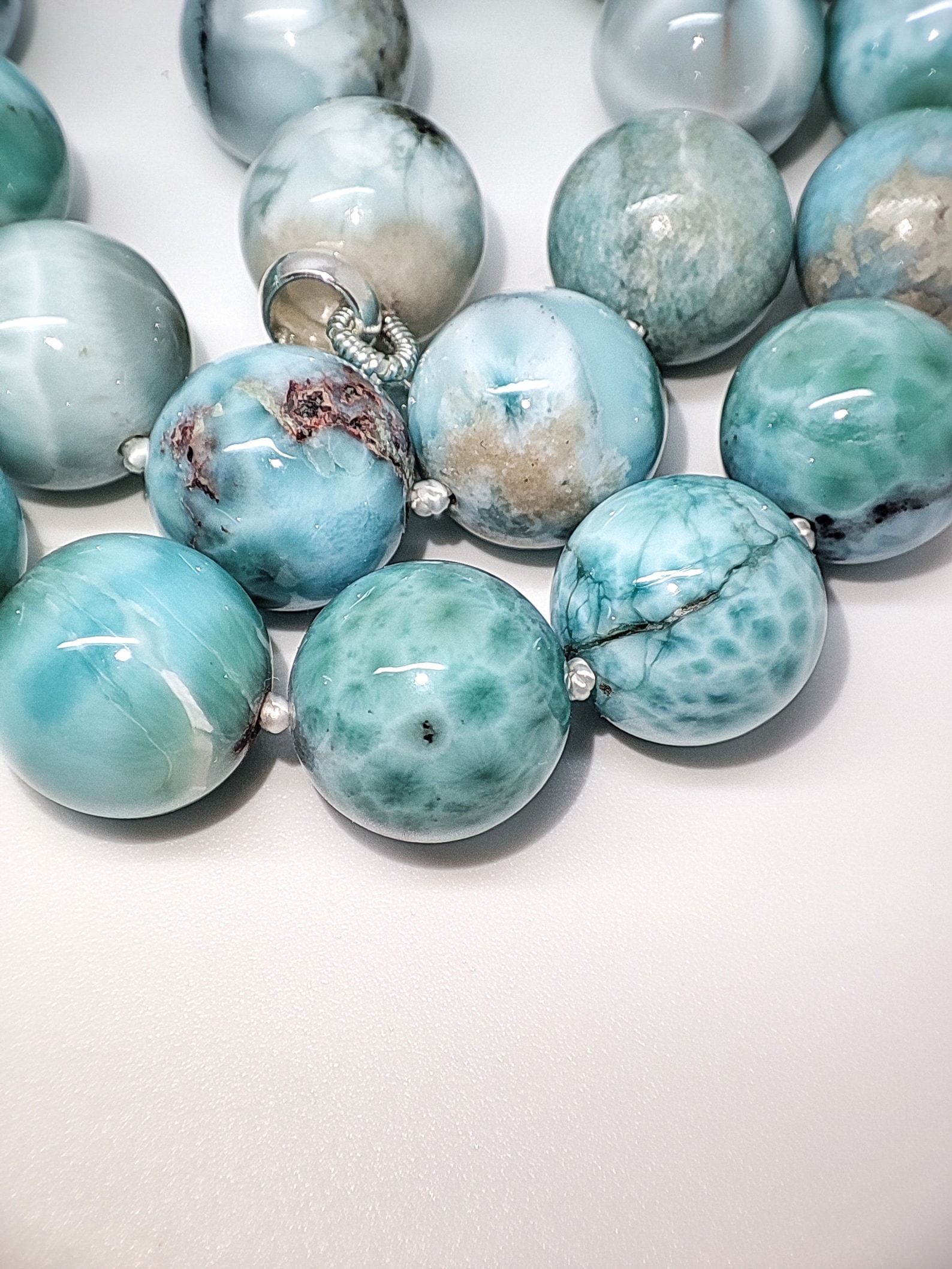 Natural Larimar Bead Necklace.larimar Jewels.larimar Gemstone.larimar ...