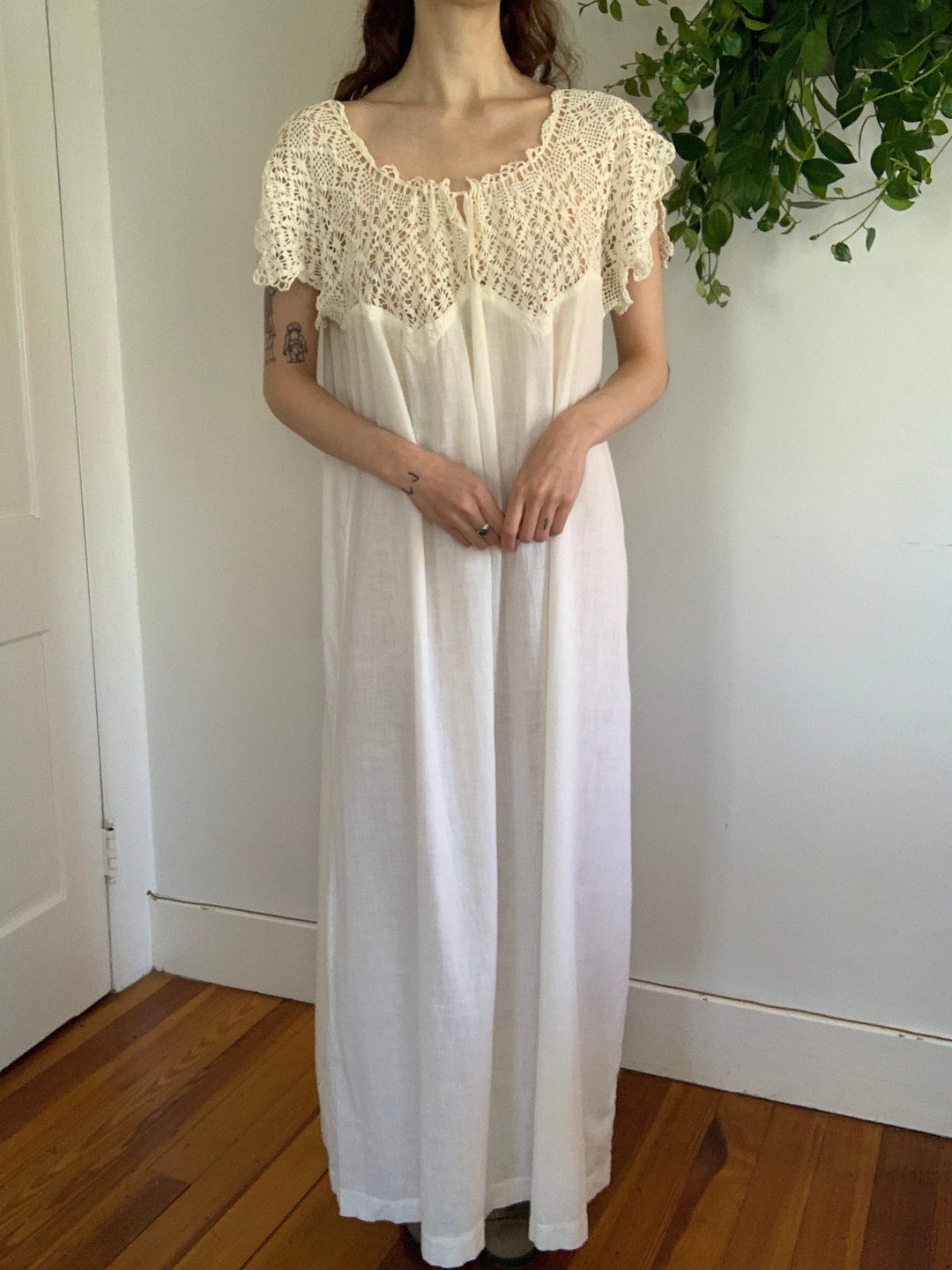 Antique 20s Edwardian Crochet Night Dress / Size L - Etsy
