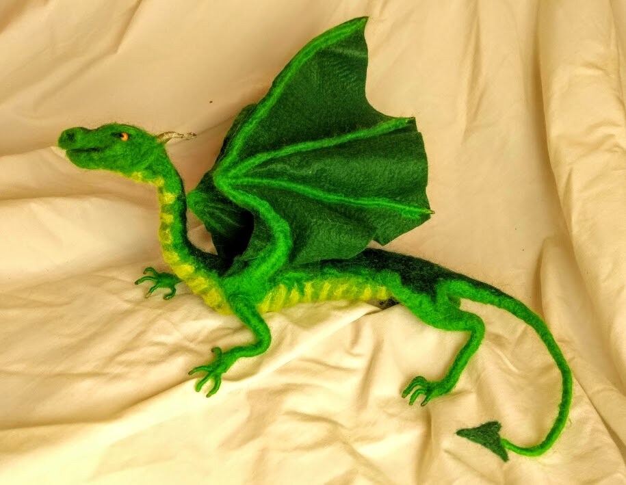 Green Felted Dragon - Etsy