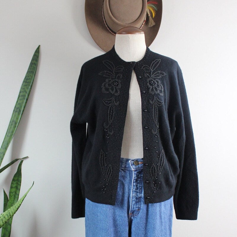 Black Beaded Sweater - Etsy