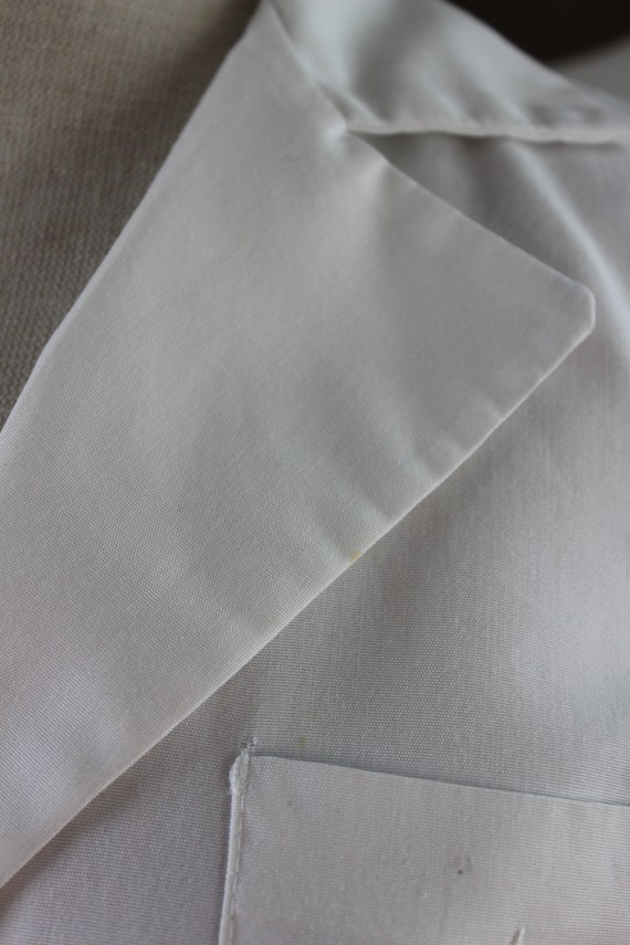 1970s White Lab Coat Shirt | Size L | Collared Button… - Gem