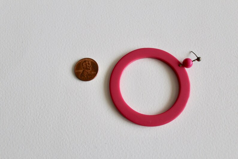 Hot Pink Circle Earrings Vintage Bright Pink Hoops Hoop - Etsy