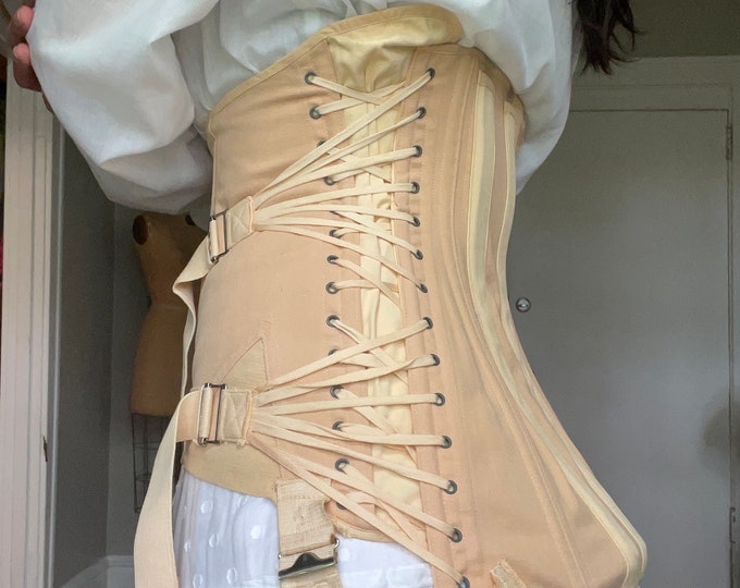 Vintage Freeman Surgical Support Corset - Peach Color, Size S/M, Triple Fan Design, Metal Boning ...