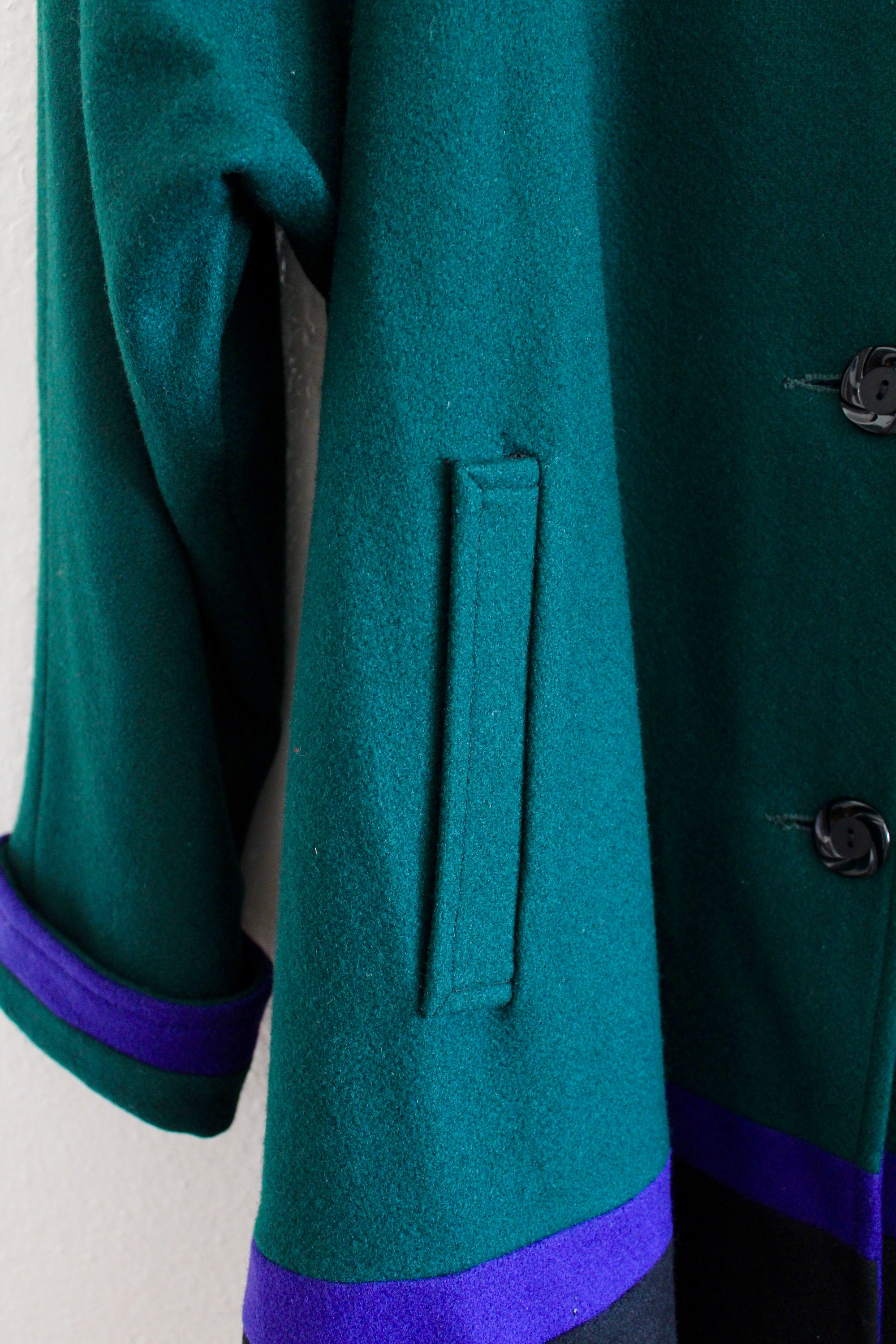 Color Block Vintage Coat Projections Ltd. Made in USA - Etsy