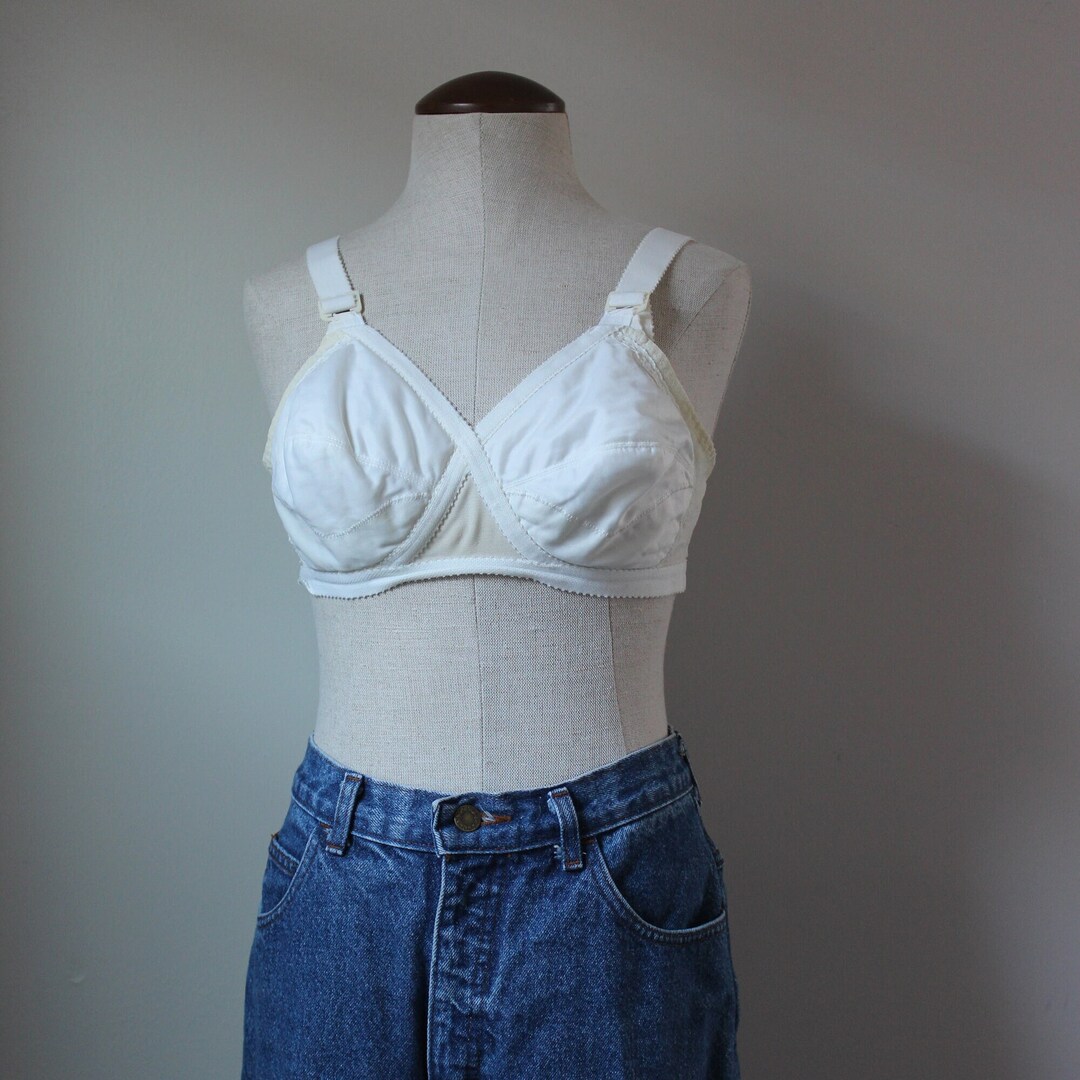 Vintage 1950s Bullet Bra Size 30a B Vintage White Elastic Bra 60s