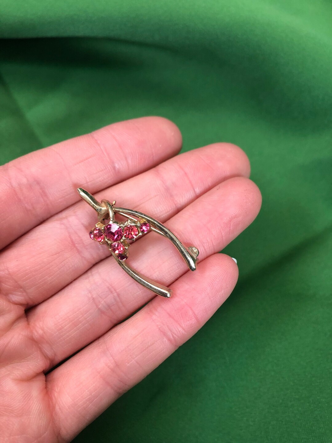 Vintage 1950s Wishbone Brooch Vintage 50s 60s Mid Century Pink ...
