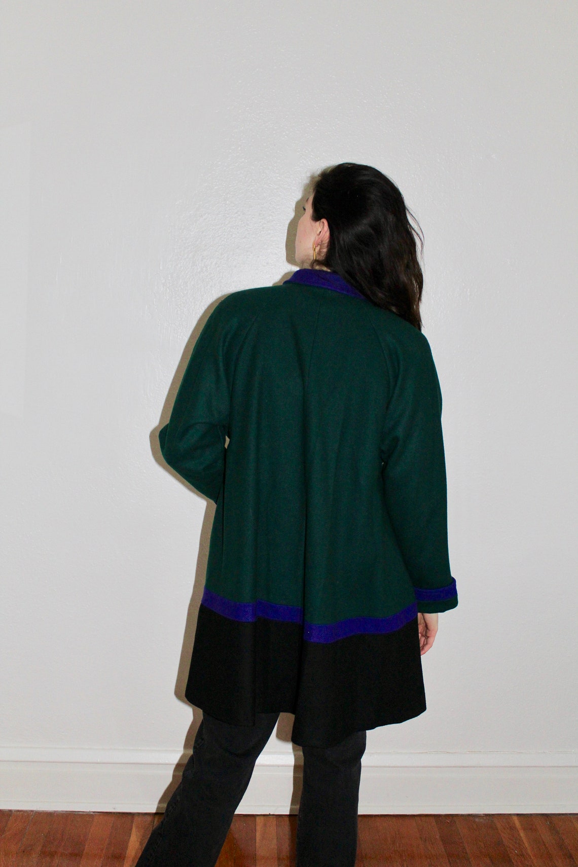 Color Block Vintage Coat Projections Ltd. Made in USA - Etsy