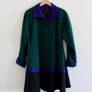 Color Block Vintage Coat Projections Ltd. Made in USA Green Coat Unique ...
