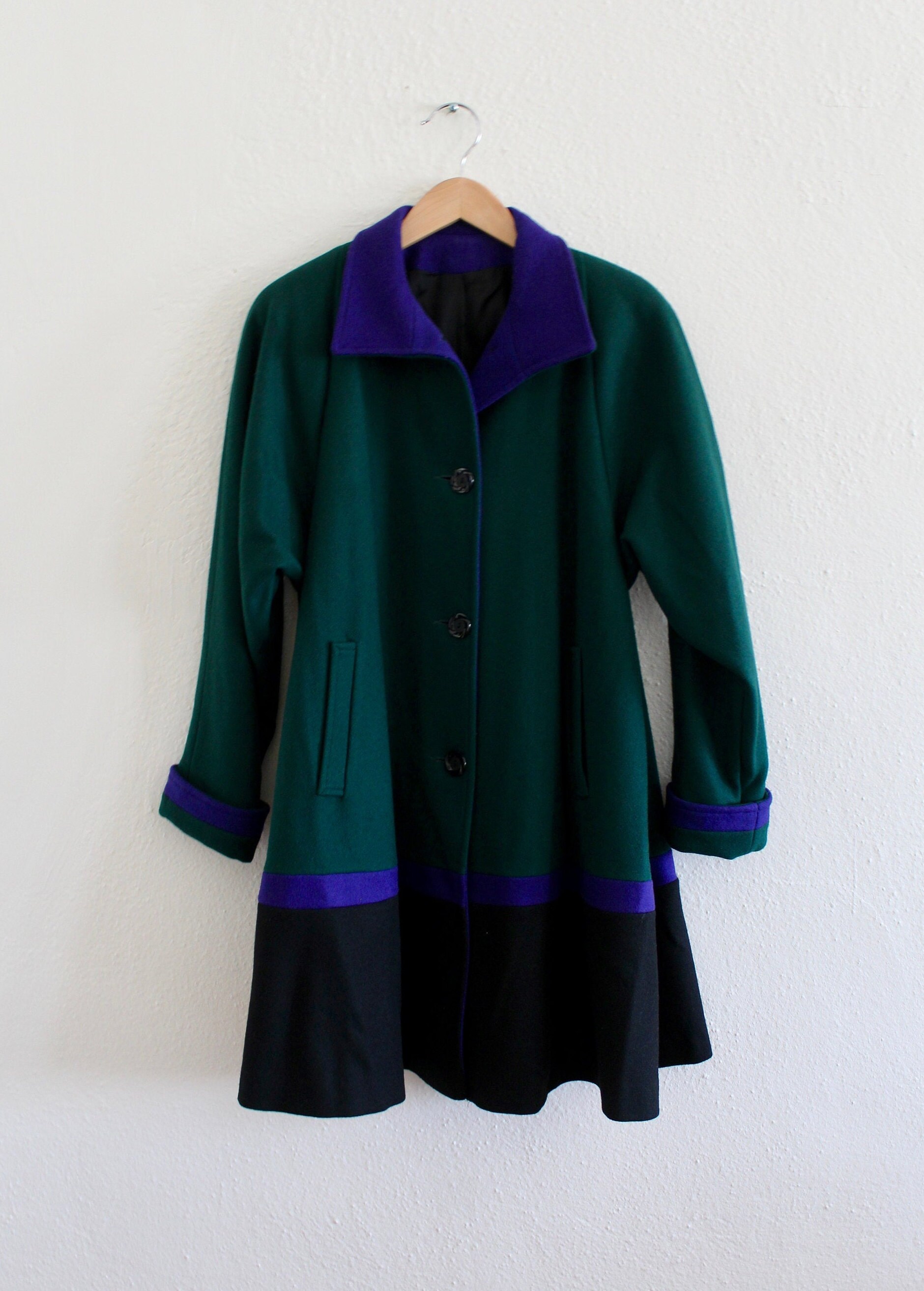 Color Block Vintage Coat Projections Ltd. Made in USA - Etsy