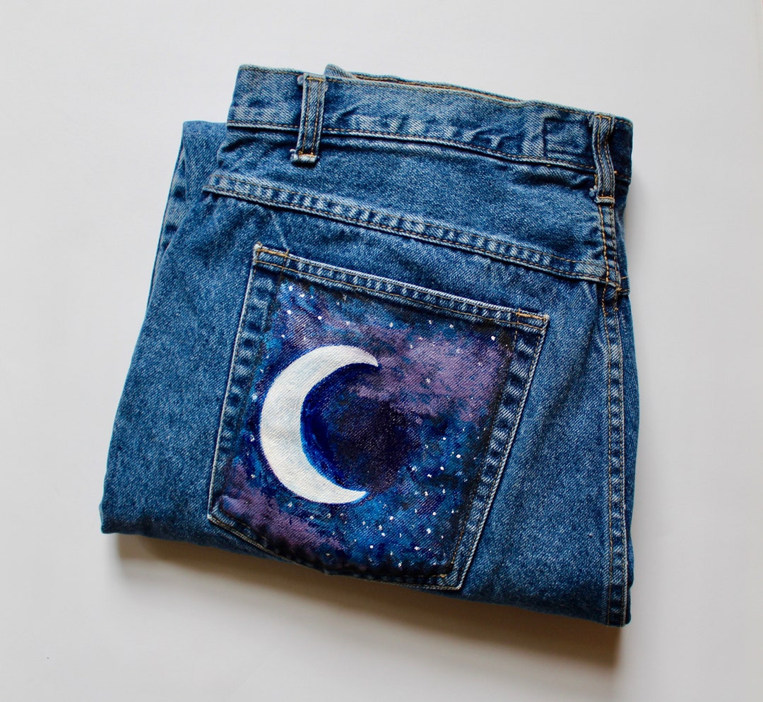 Crescent Moon Jeans Size 20 LA Blues Jeans Vintage Denim Painted Jeans ...