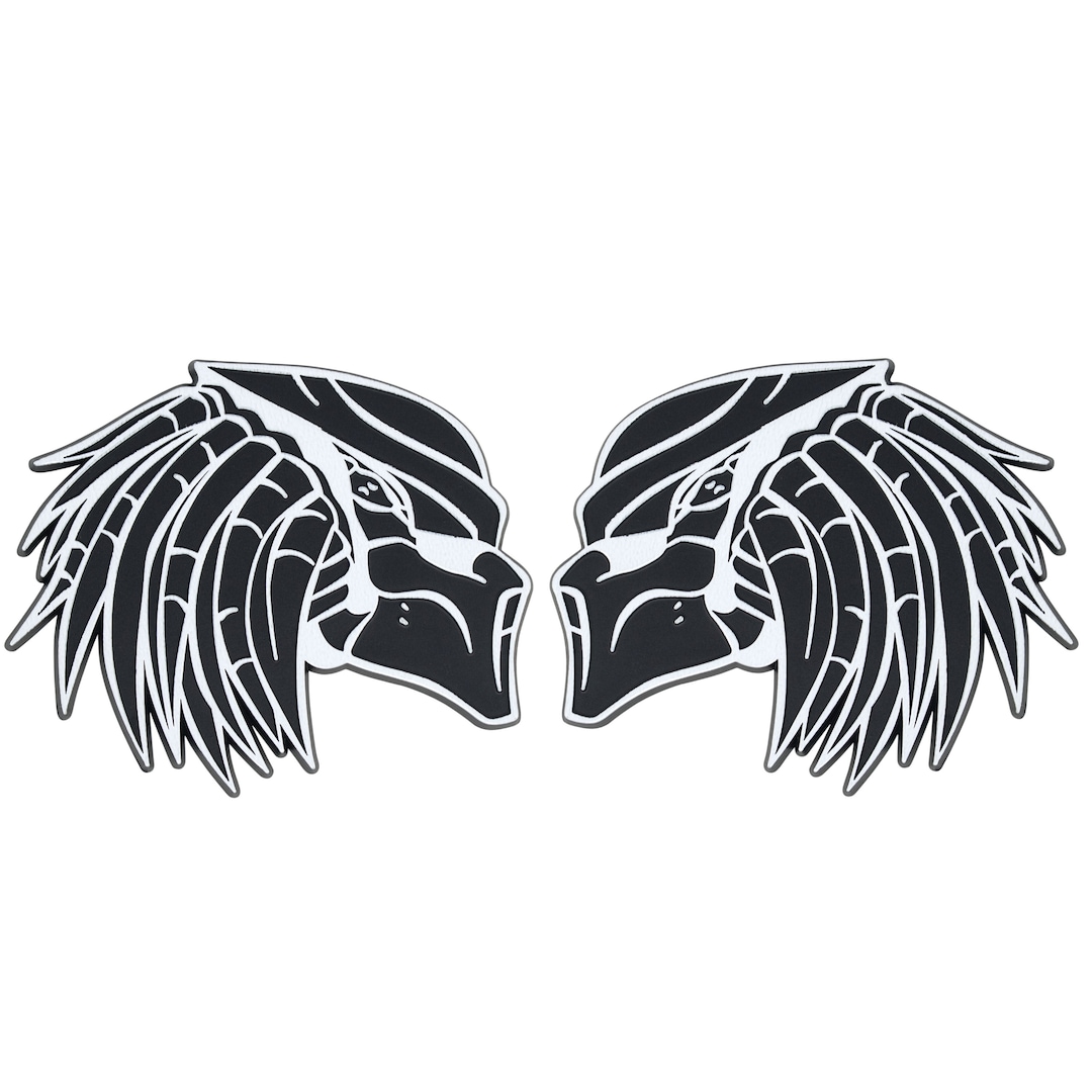 White / Black Right & Left Facing Predator Emblem set of 2 Auto Car ...