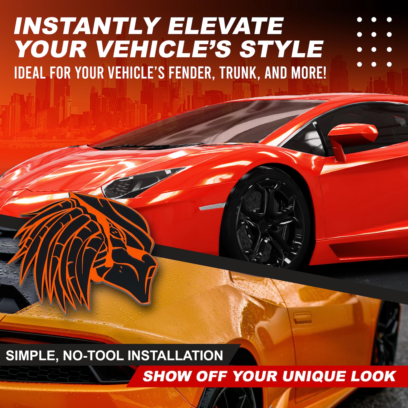 Predator Emblem, Orange 3D Badge Decal Accessories for Car, Truck, SUV ...