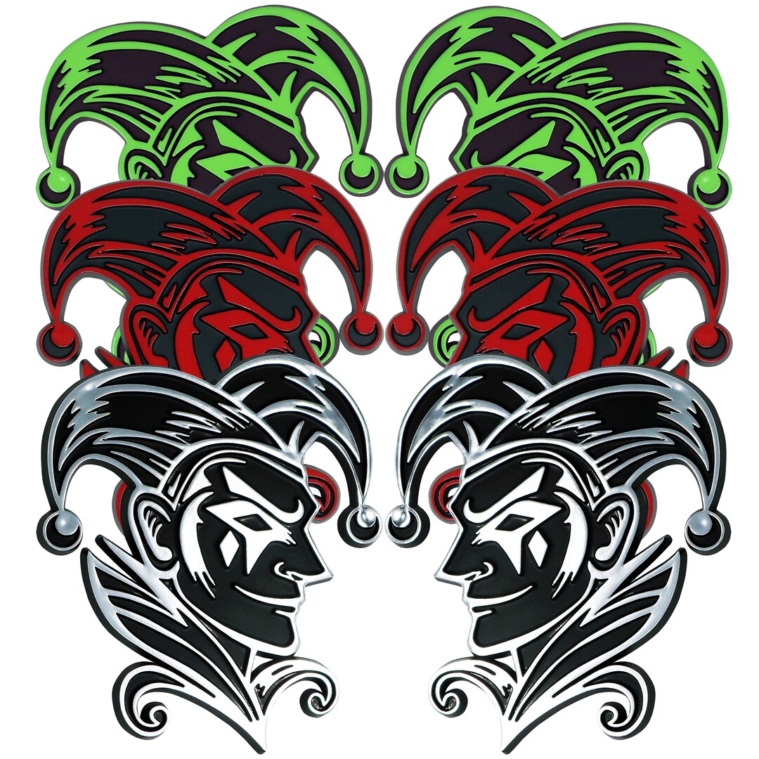 Red Star Pro Joker Emblem, 3D Jester Badge, Custom Auto Decal, Trunk & Fender set of 2, Truck ...