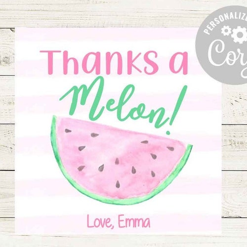 EDITABLE One in a Melon Thank You Tags Watermelon Favor Tag - Etsy