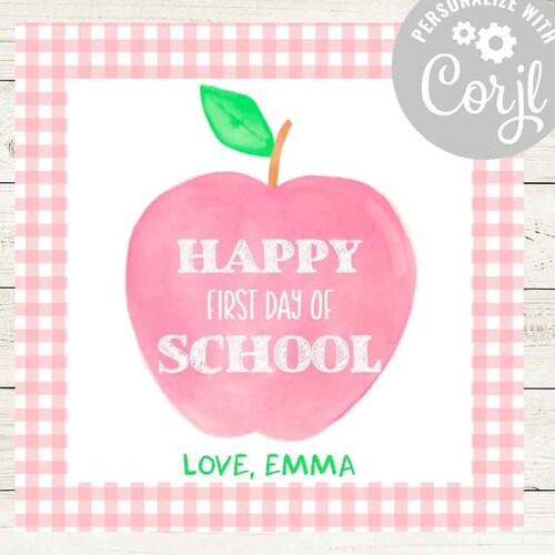 Happy First Day of School Tags Printable Back to School Tag - Etsy