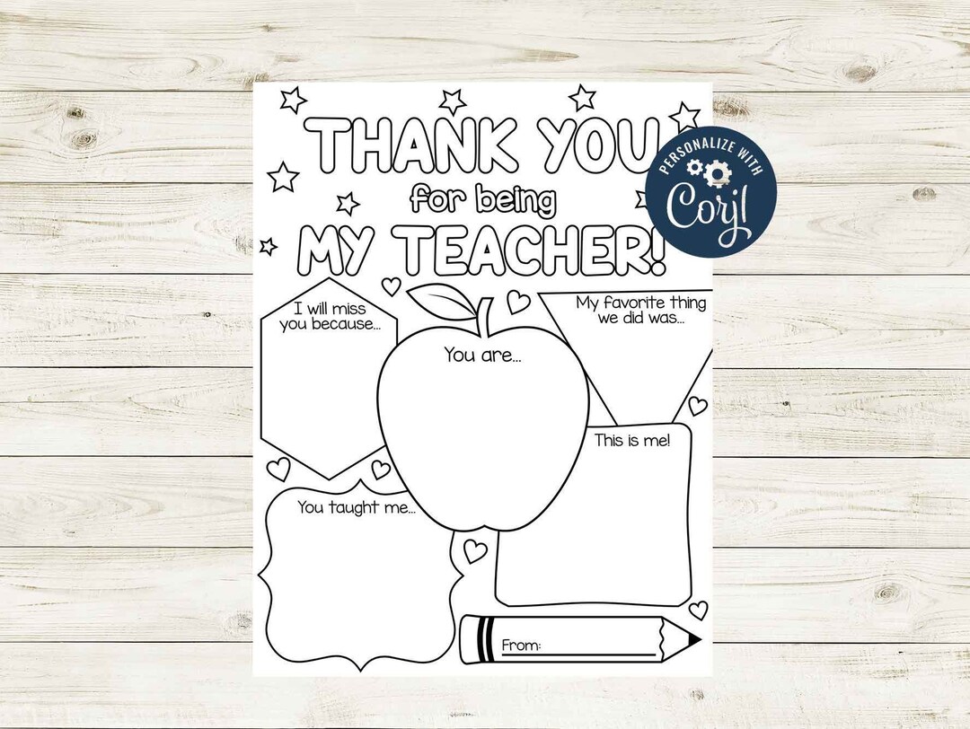 Teacher Appreciation Week Coloring Page Thank You Teacher Printable ...