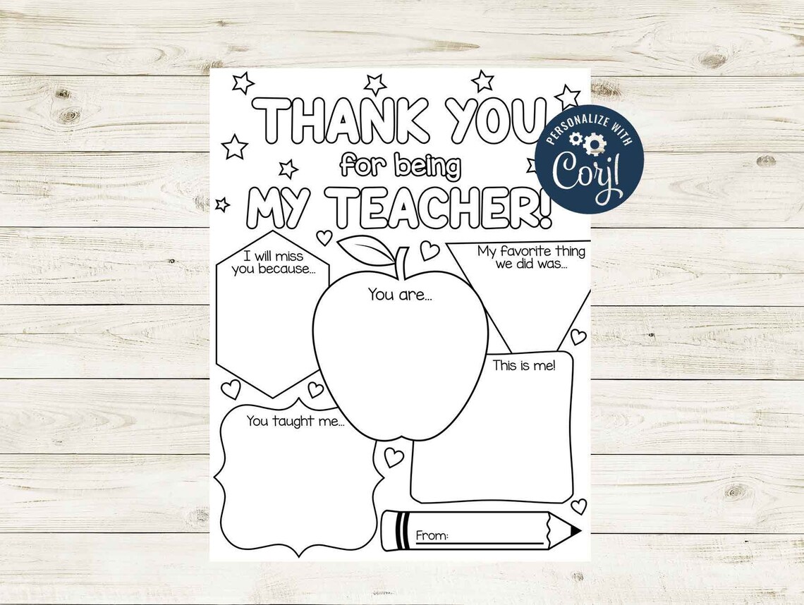 Teacher Appreciation Week Coloring Page Thank You Teacher Printable ...
