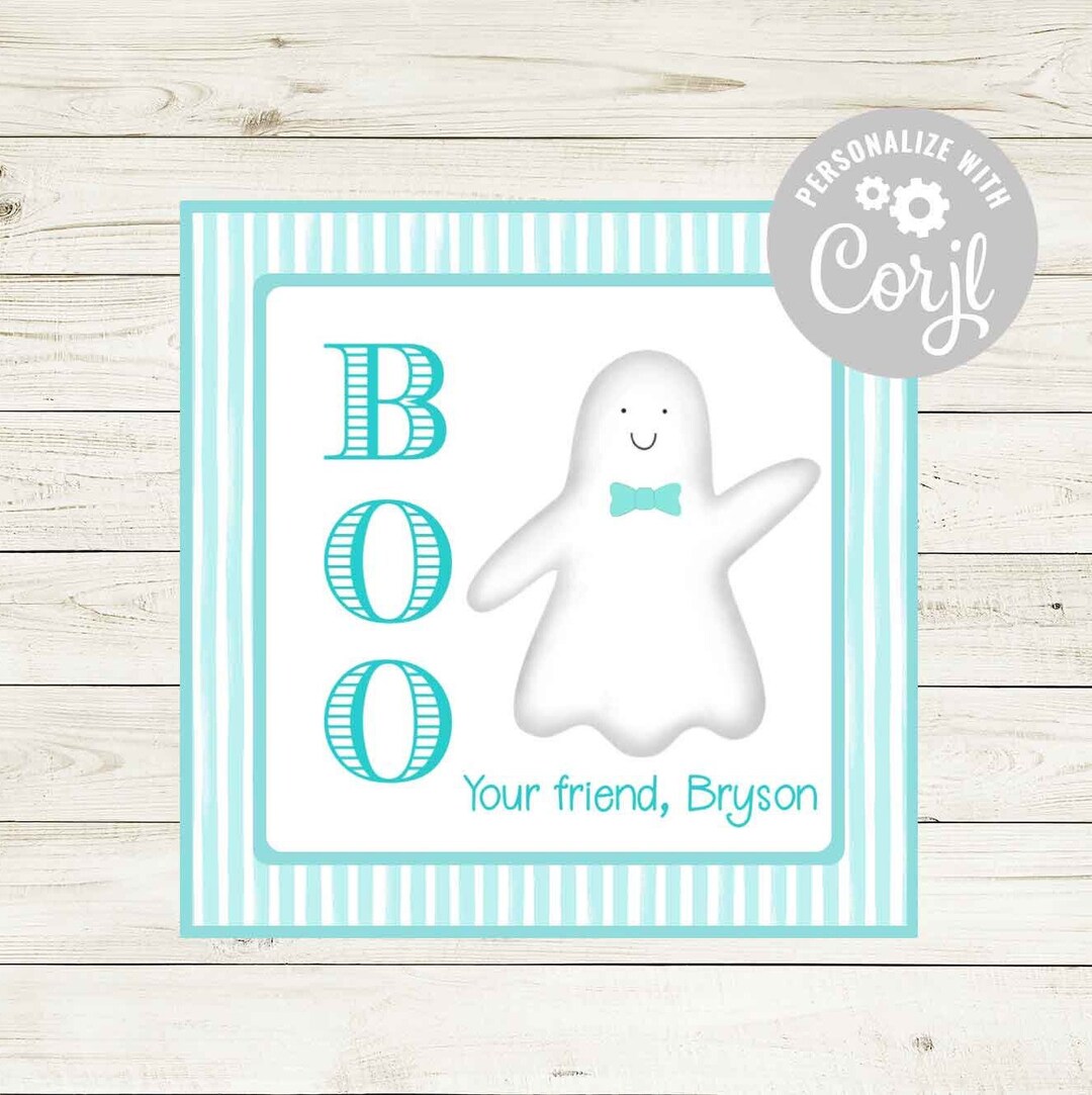 Printable / Editable BOO Blue Ghost Halloween Gift Tag / Favor - Etsy