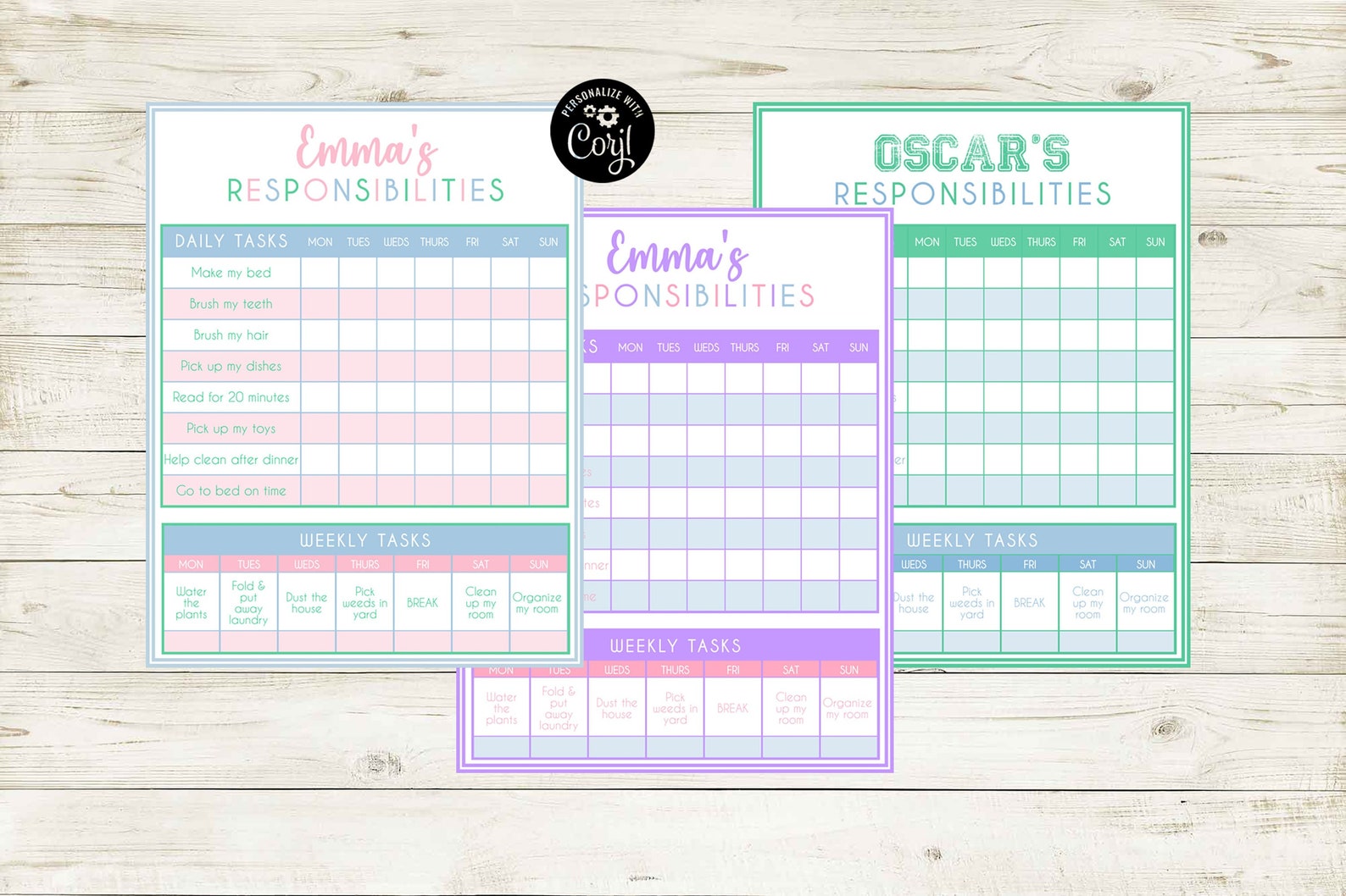 Editable Chore Chart Template Customizable and Printable PDF Daily ...