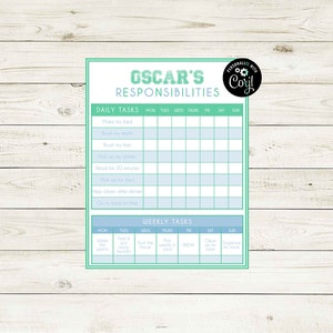 Editable Chore Chart Template Customizable and Printable PDF Daily ...