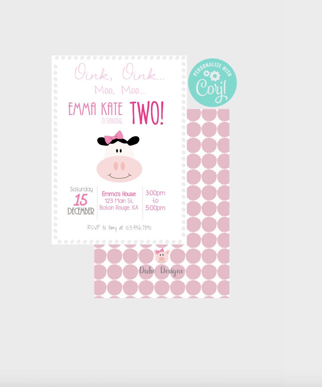 Oink Oink Moo Moo Birthday Party Invitations - Etsy