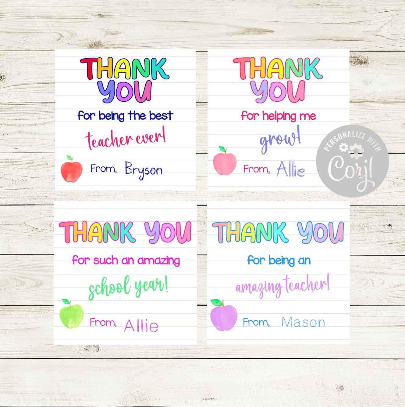 Teacher Thank You Tags Printable Teacher Appreciation Gift Tag, School ...