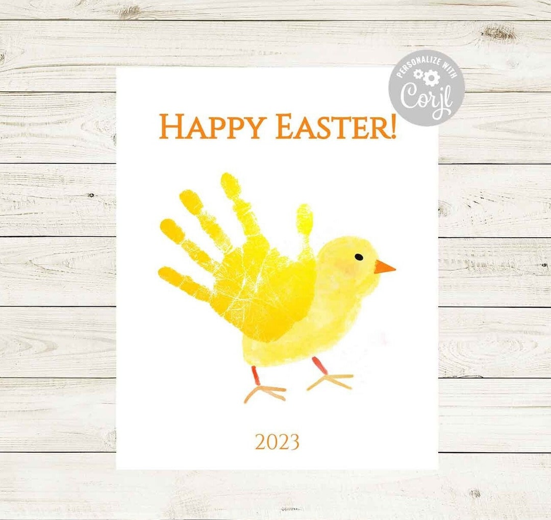 Easter Chick Handprint DIY Craft Digital Download Print From Home Happy ...