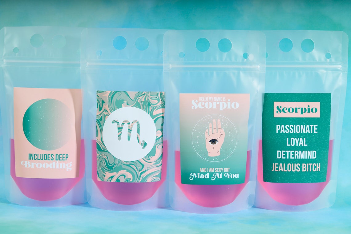 Scorpio Zodiac Sign Gift Set Celestial Drink Pouch November - Etsy