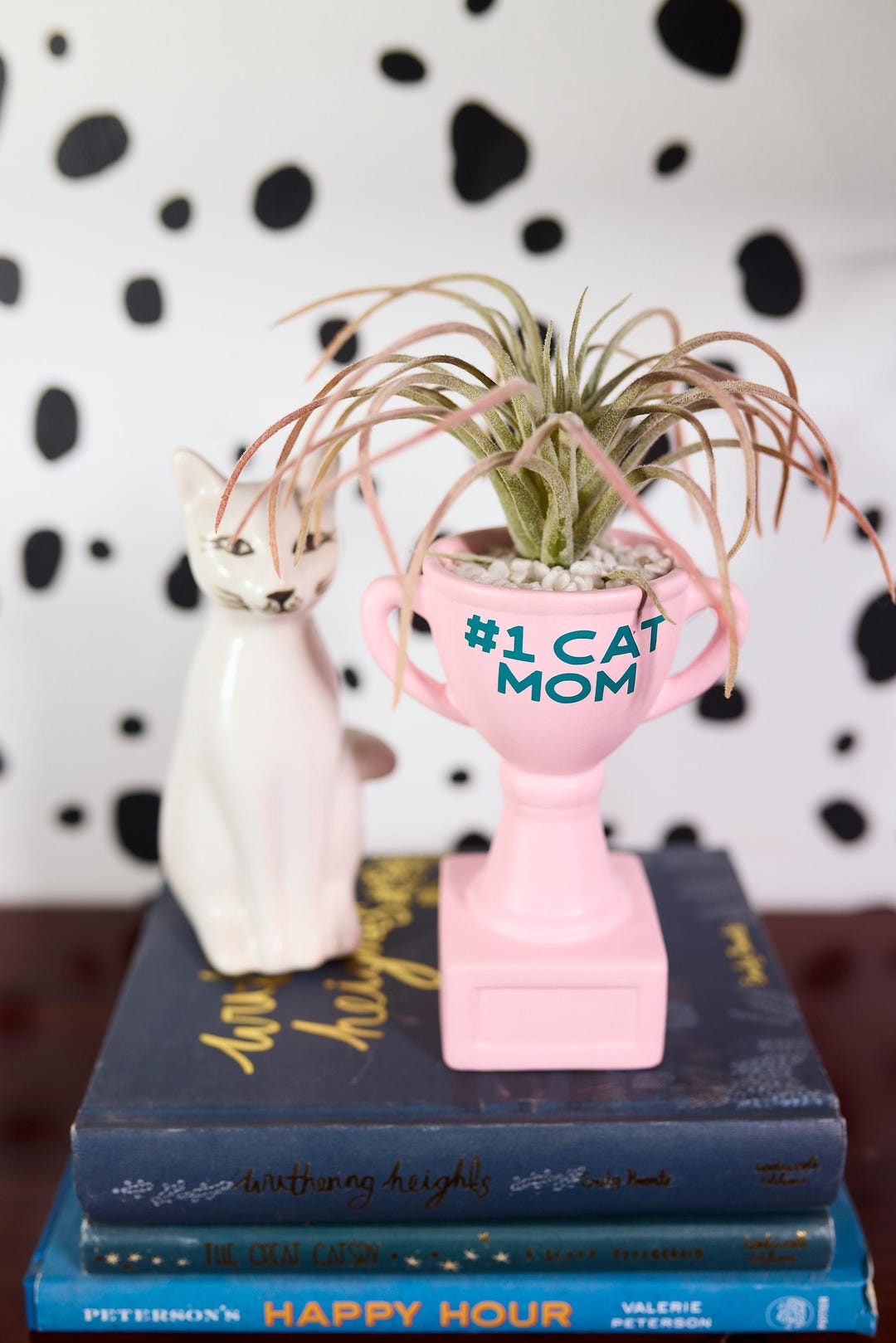 Number 1 Cat Mom Award Trophy | Cat Lady Gift & Faux Succulent Planter ...