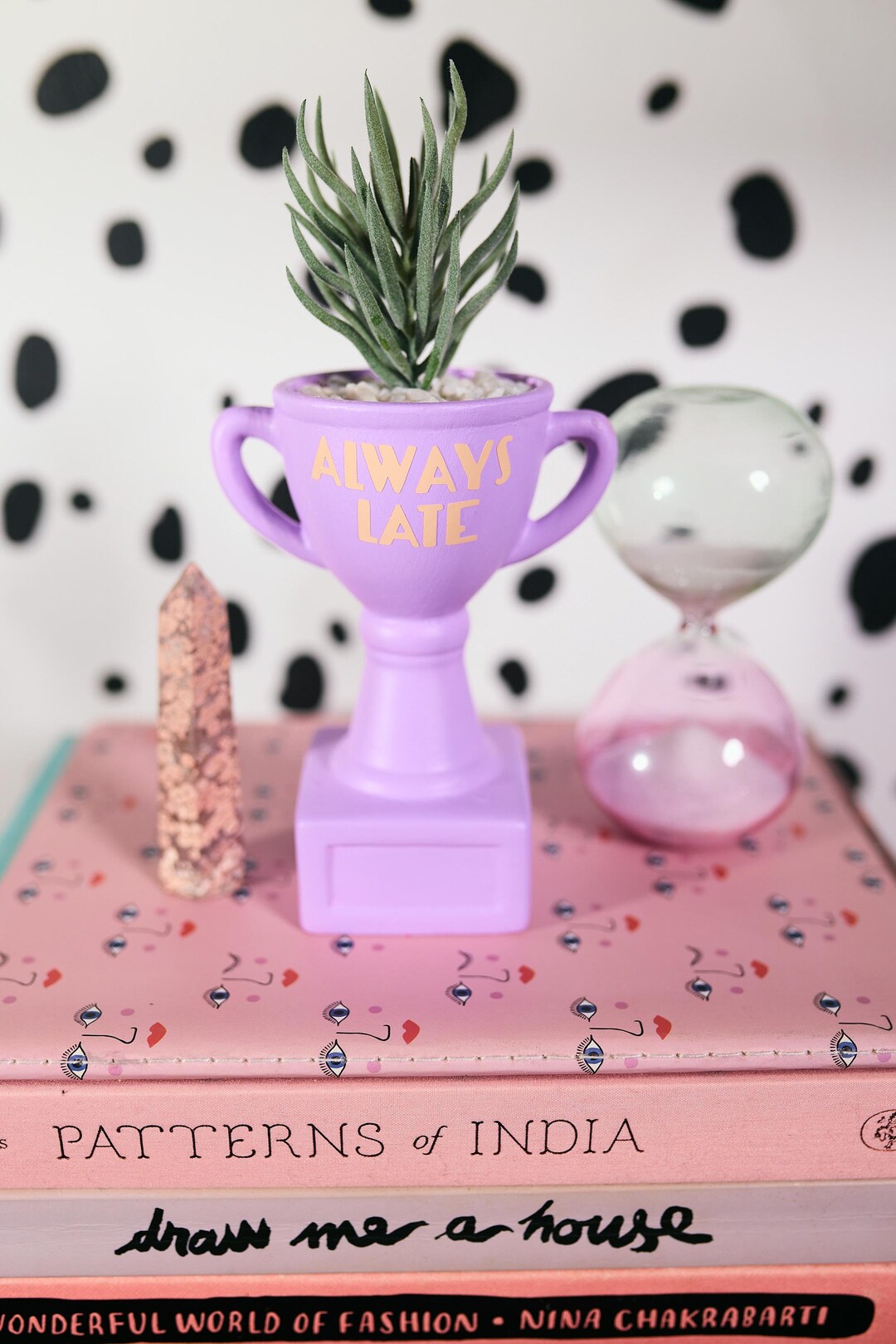 Always Late Trophy, Planted Faux Succulent in Gravel, Hand Painted ...
