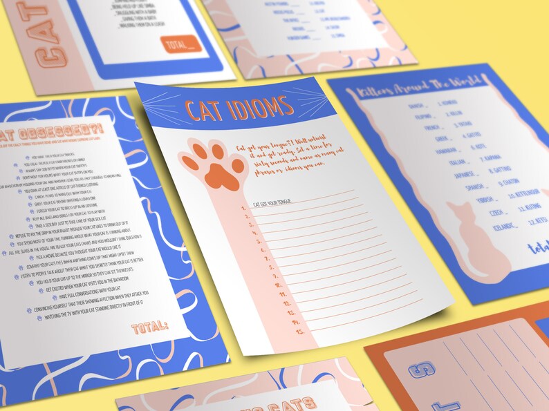 Printable Cat Games Party for Cat Mom Birthday Gift for Cat - Etsy