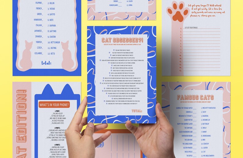 Printable Cat Games Party for Cat Mom Birthday Gift for Cat - Etsy