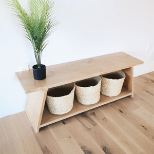 White Oak Bench, Wood Bench, Natural Wood Bench, Entryway Decor, Boho ...