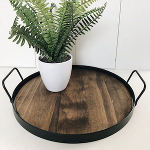 Round Tray, Wood Tray, Metal Tray, Black Metal Tray, Centerpiece Tray ...