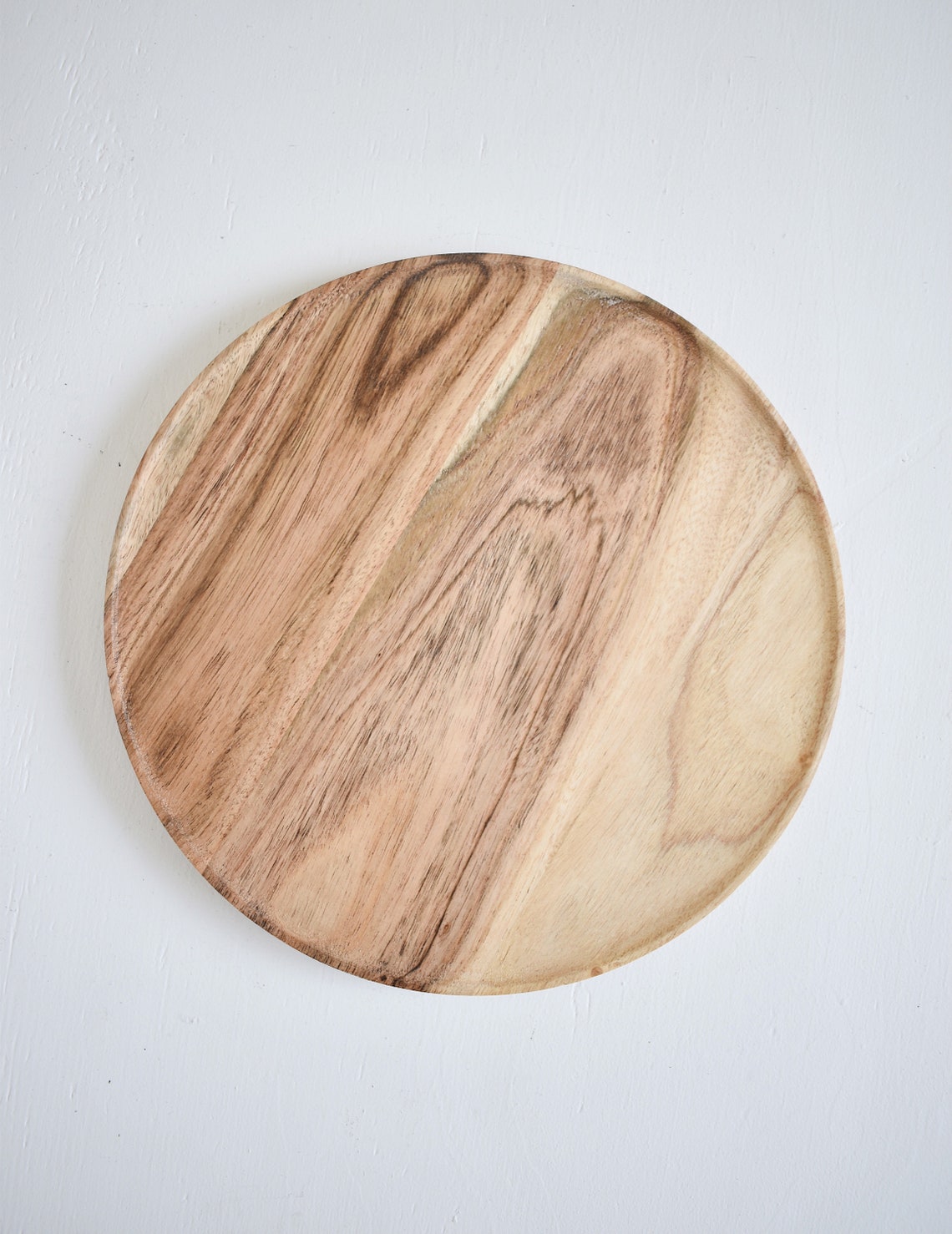 Large Round Wooden Tray Round Tray With Lip Plate Wood - Etsy