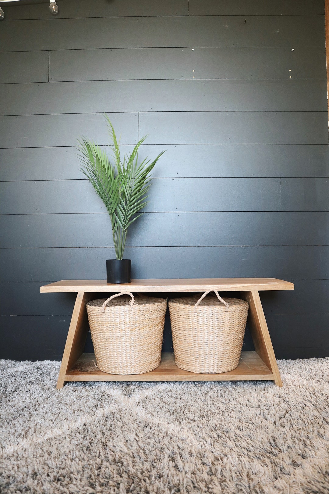 White Oak Bench, Storage Bench, Shoe Bench, Natural Wood Bench ...