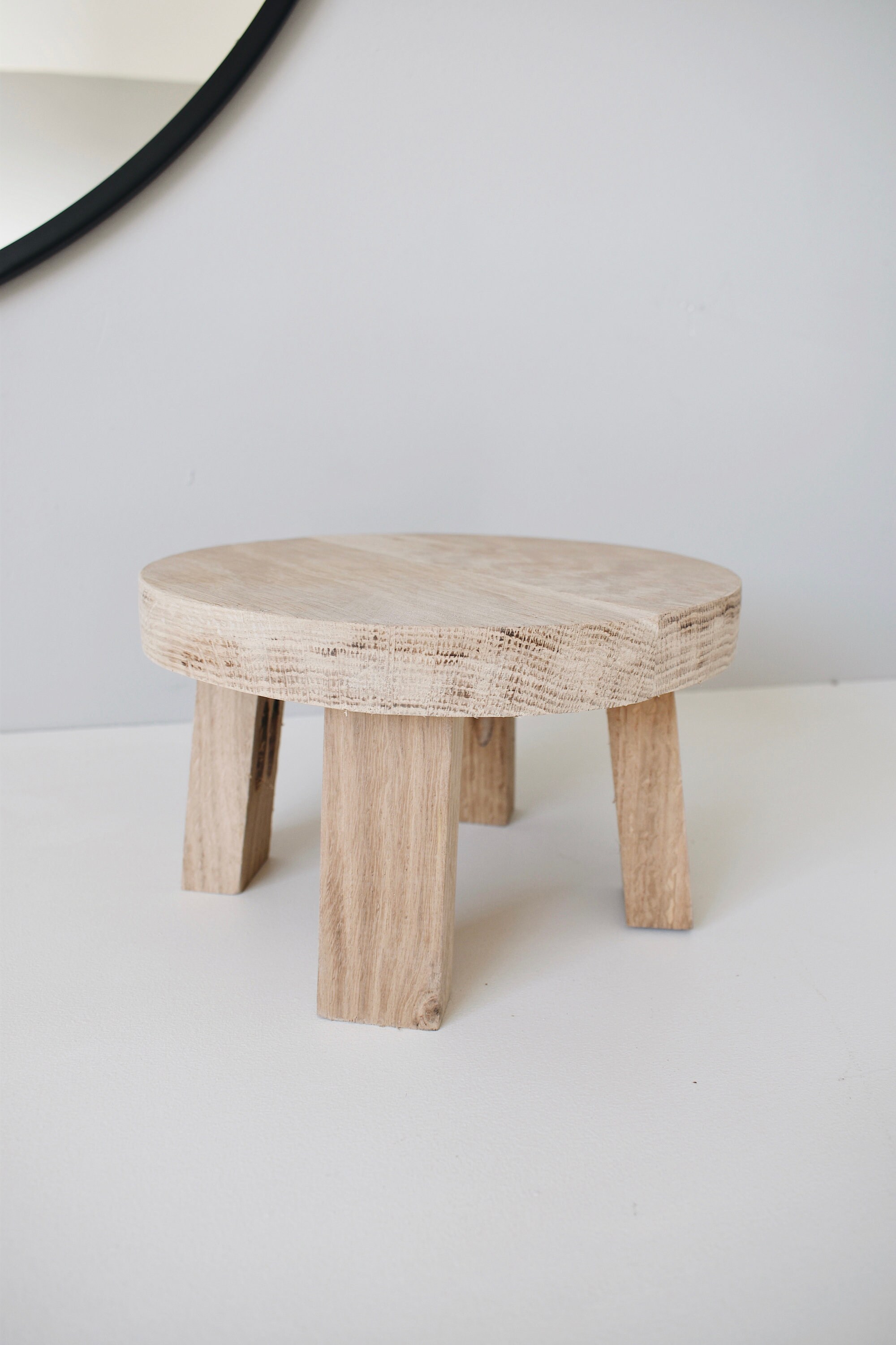 Stool Round Stool Plant Stand White Oak Natural Wood | Etsy