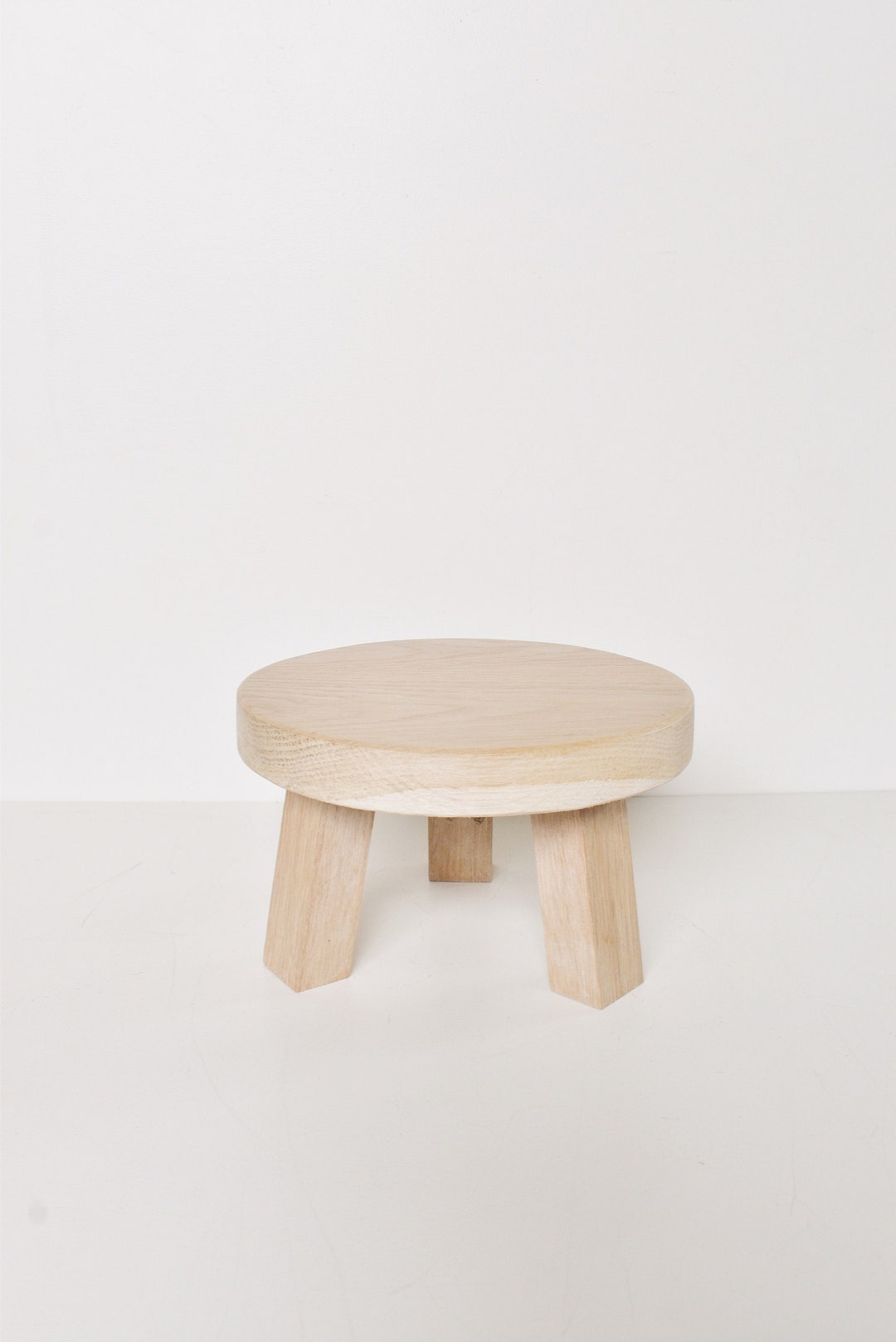 Stool, Round Stool, Plant Stand, White Oak, Natural Wood Decor ...