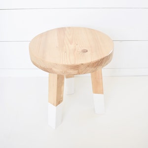 Stool, Solid Pine Stool, Plant Stand, Handmade, Modern Furniture ...
