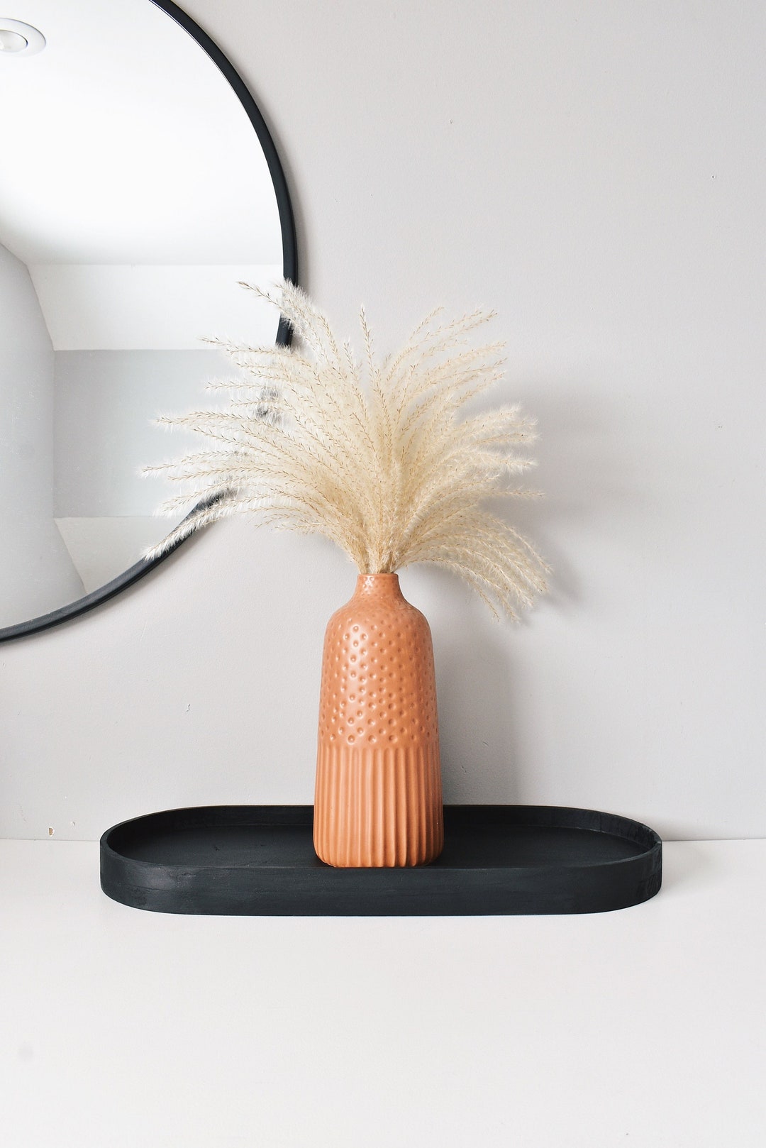 Black Tray, Centerpiece Tray, Solid Wood, Oval, Custom Tray, Black Wood ...