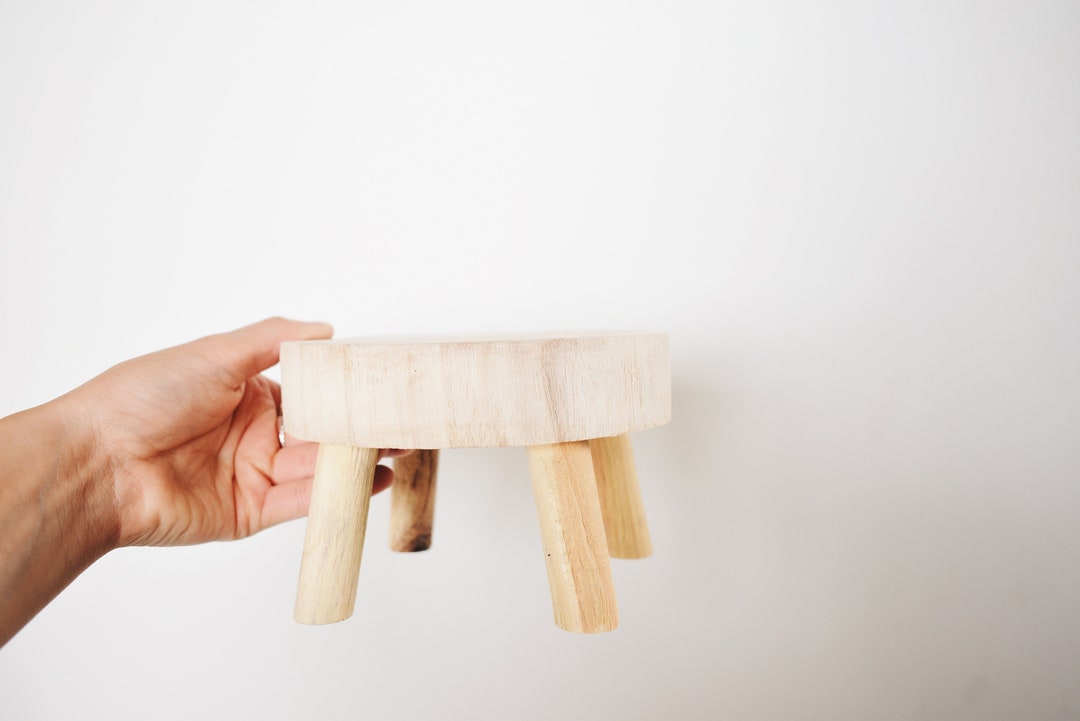 Stool, Round Stool, Plant Stand, Natural Wood Decor, Bathroom Stool ...