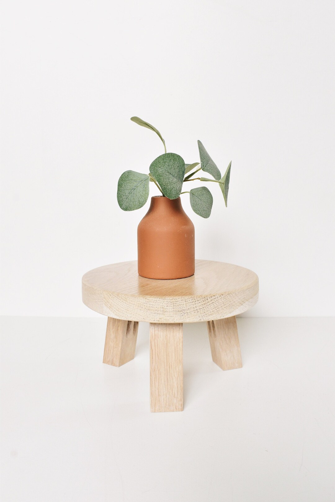 Stool, Round Stool, Plant Stand, White Oak, Natural Wood Decor ...