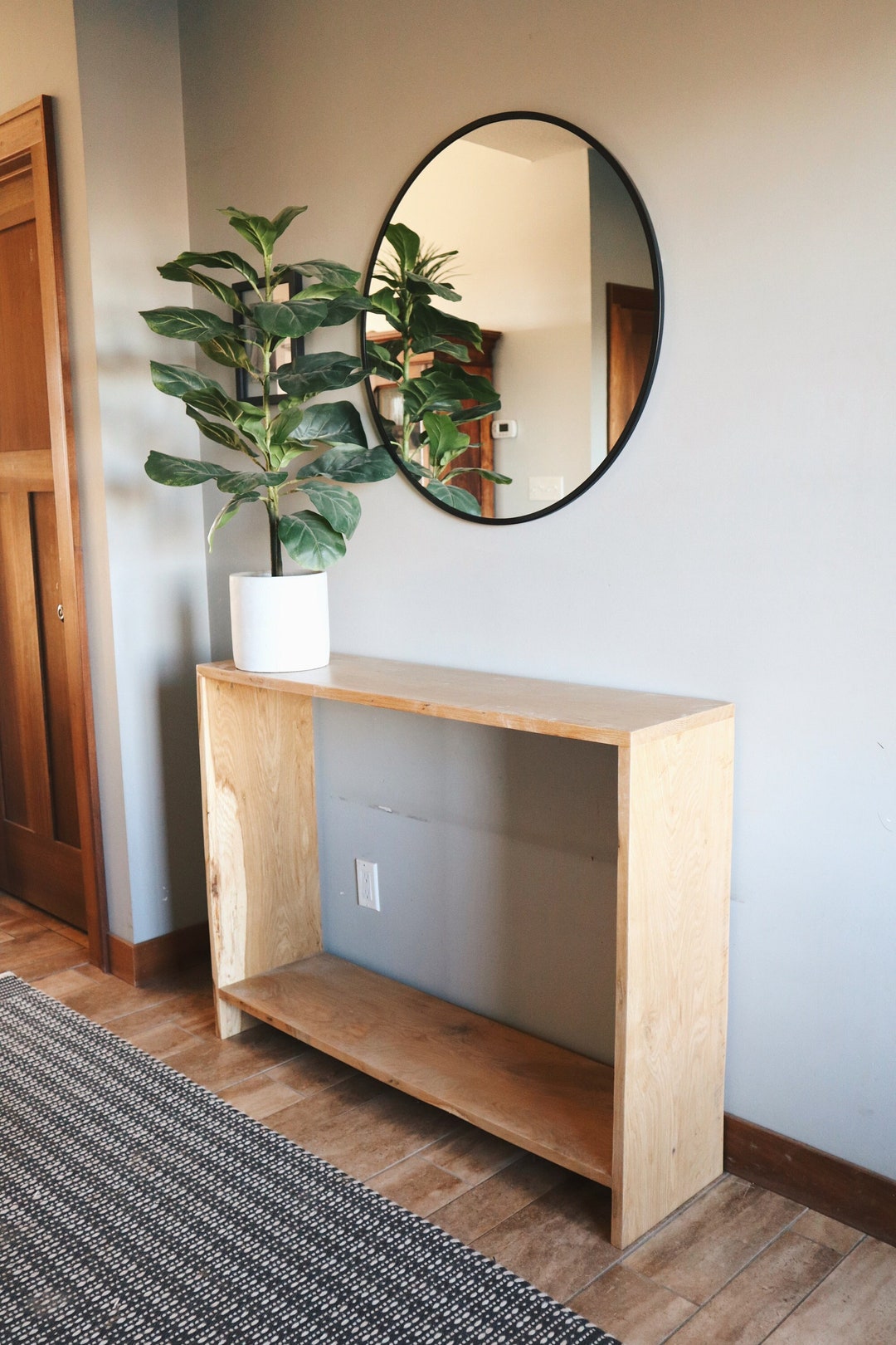 Natural Wood Table, Wood Bench Table, White Oak Console Table, Entryway ...